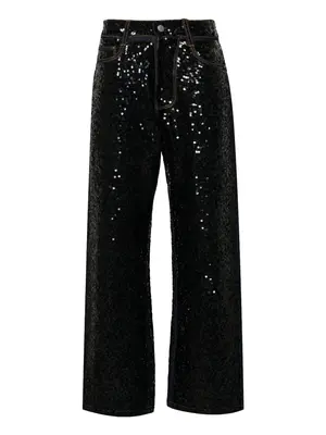 P.a.r.o.s.h Guff Sequin-embellished Straight Jeans - Black