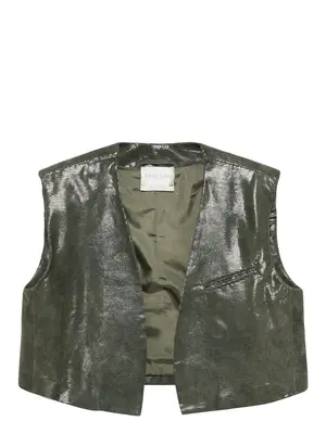 FORTE_FORTE Snakeskin-effect Leather Gilet - Green
