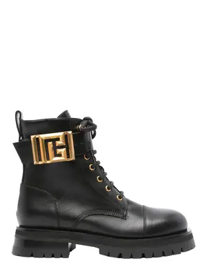 Balmain Buckled Ankle Leather Boots - Black