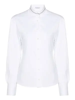 Brunello Cucinelli Monili-detail Poplin Shirt - White