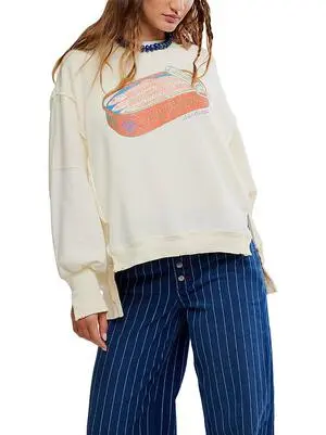 Free People Graphic Camden Sweatshirt - Sardine