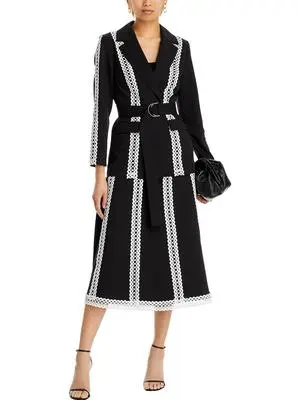 Misook A-line Skirt With Eyelet Trim - Black/white