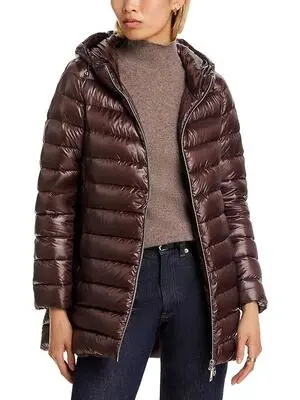 Herno Quilted A-Line Coat Chocolate