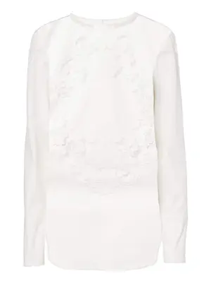 Oscar De La Renta Embroidered Cotton Blouse - White