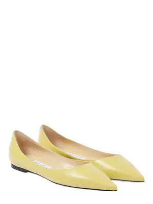 JIMMY CHOO Love Leather Ballet Flats - Yellow