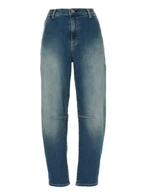 Ag High-rise Barrel-leg Jeans - Blue