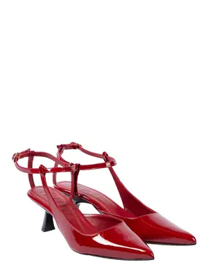 SOULIERS MARTINEZ Camelia Patent Leather Pumps - Red