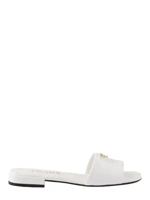 Prada Saffiano Leather Slides - White