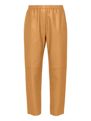 FORTE_FORTE Leather Tapered Trousers - Neutrals