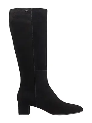 Santoni Suede Knee Boots - Black