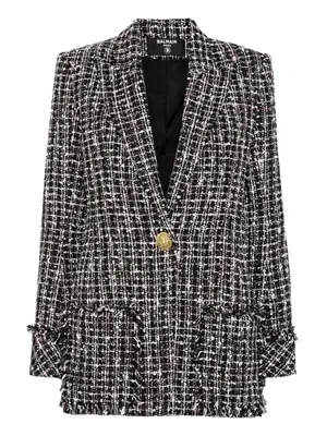 Balmain Single-breasted Tweed Jacket - Black
