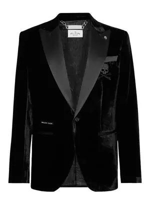 Philipp Plein Lord Single-breasted Velvet Blazer - Black