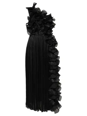 ANA RADU One-shoulder Plissé Gown - Black