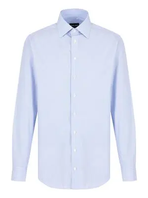Giorgio Armani Regular-fit Shirt In Striped Luxury Cotton - White