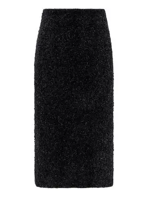 Balenciaga Cotton Tweed Knitted Midi Skirt - Black