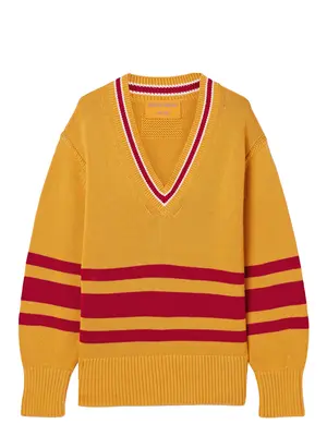 Guest In Residence Striped Knitted Cotton Sweater - Yellow