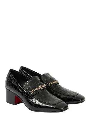 CHRISTIAN LOUBOUTIN Mj Moc Croc-effect Loafers - Black