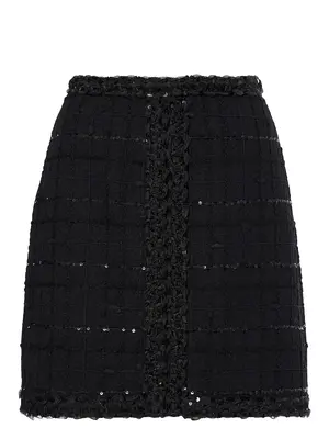 Giambattista Valli Sequined Wool-blend Bouclé Miniskirt - Black
