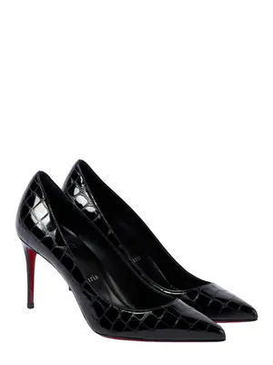 CHRISTIAN LOUBOUTIN Kate 85 Croc-effect Leather Pumps - Black