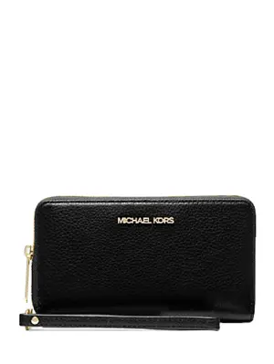 Michael Kors Large Pebbled Leather Smartphone Wristlet - Black