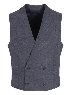 Giorgio Armani Double-breasted Waistcoat In Virgin Wool And Cashmere - Blue