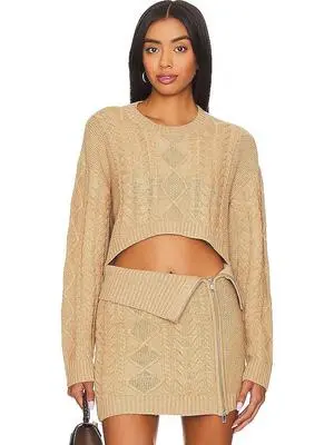 CAMILA COELHO Carmen Cropped Cable Crew - Tan