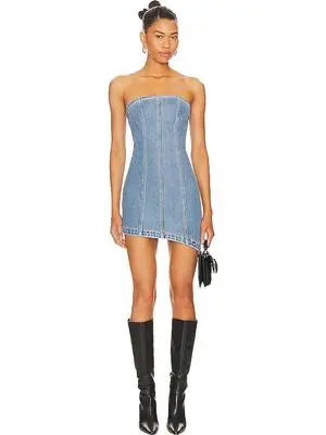 Abrand Denim Georgia Bustier Mini Dress - Denim-light