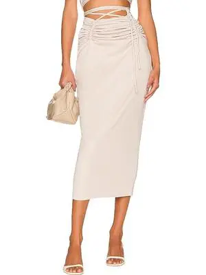 Nbd Aviana Ribbed Jersey Midi Skirt - Beige