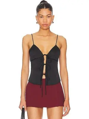 Superdown Anahi Cami Top With Front Tie Detail - Black