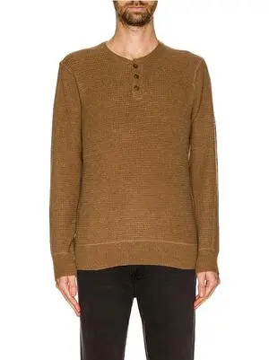 SCHOTT Button Henley Sweater - Brown