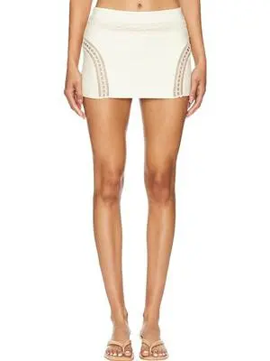 CAMILA COELHO Camila Coelho Pointelle Knit Mini Skirt Beige