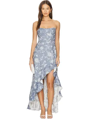 Amanda Uprichard Alyse Chambray Hi-Low Dress Blue