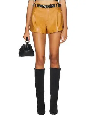 Free People X We The Free Vegan Leather Shorts - Brown