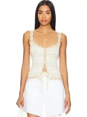 Autumn Cashmere Textured Scalloped Tank - Tan