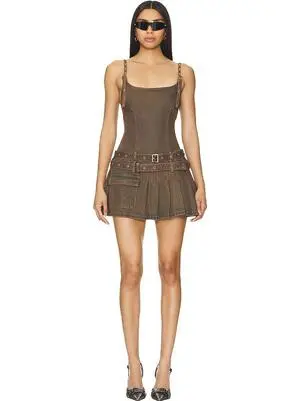 Lioness Biker Mini Dress - Brown