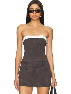 LOVERS AND FRIENDS Strapless Pinstripe Corset Top - Grey