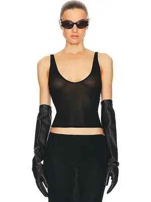 HELSA Sheer Knit Tank Top - Black