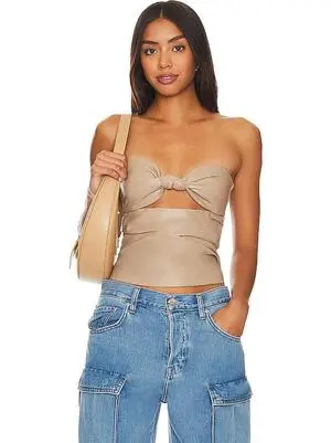 LOVERS AND FRIENDS Daxton Faux Leather Top - Neutral