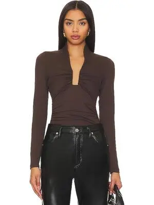 Susana Monaco Square Wire Gathered Top - Brown