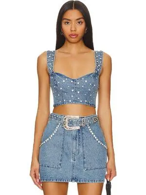 Show Me Your Mumu Shania Embellished Top - Blue