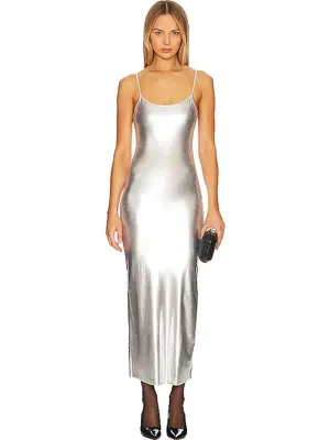 WeWoreWhat WeWoreWhat Scoop Maxi Slip Dress Metallic Silver