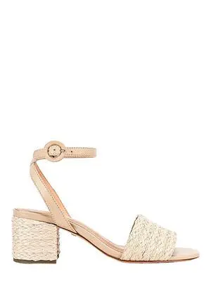Raye Nava Woven Raffia And Leather Heeled Sandal - Neutral