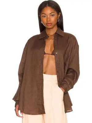 AEXAE Linen Woven Shirt - Brown