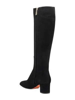 Santoni Suede Knee Boots - Black