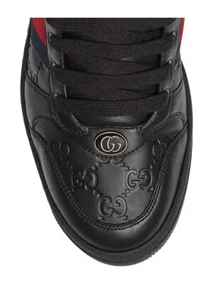 Gucci Gg Embossed Leather Low-top Sneakers - Black