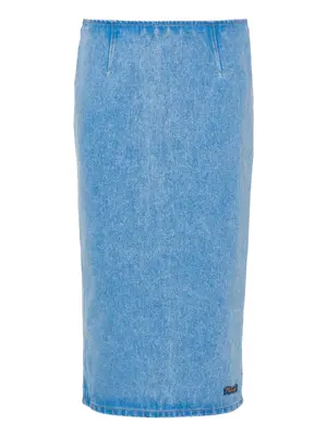 Marni Logo-patch Denim Pencil Skirt - Blue
