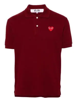 Play Comme Des Garcon Heart-patch Cotton Polo Shirt Red