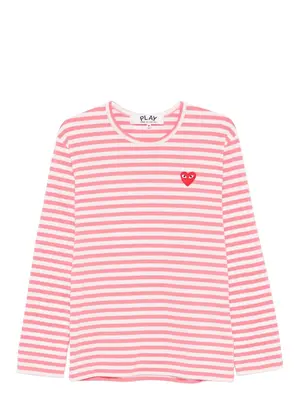 Play Comme Des Garcon Striped Long Sleeve T-shirt - Pink