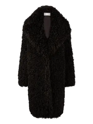 Nina Ricci Faux-fur Oversized Coat - Black