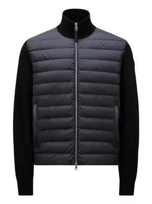 Moncler Padded Wool & Cashmere Zip-Up Cardigan Black